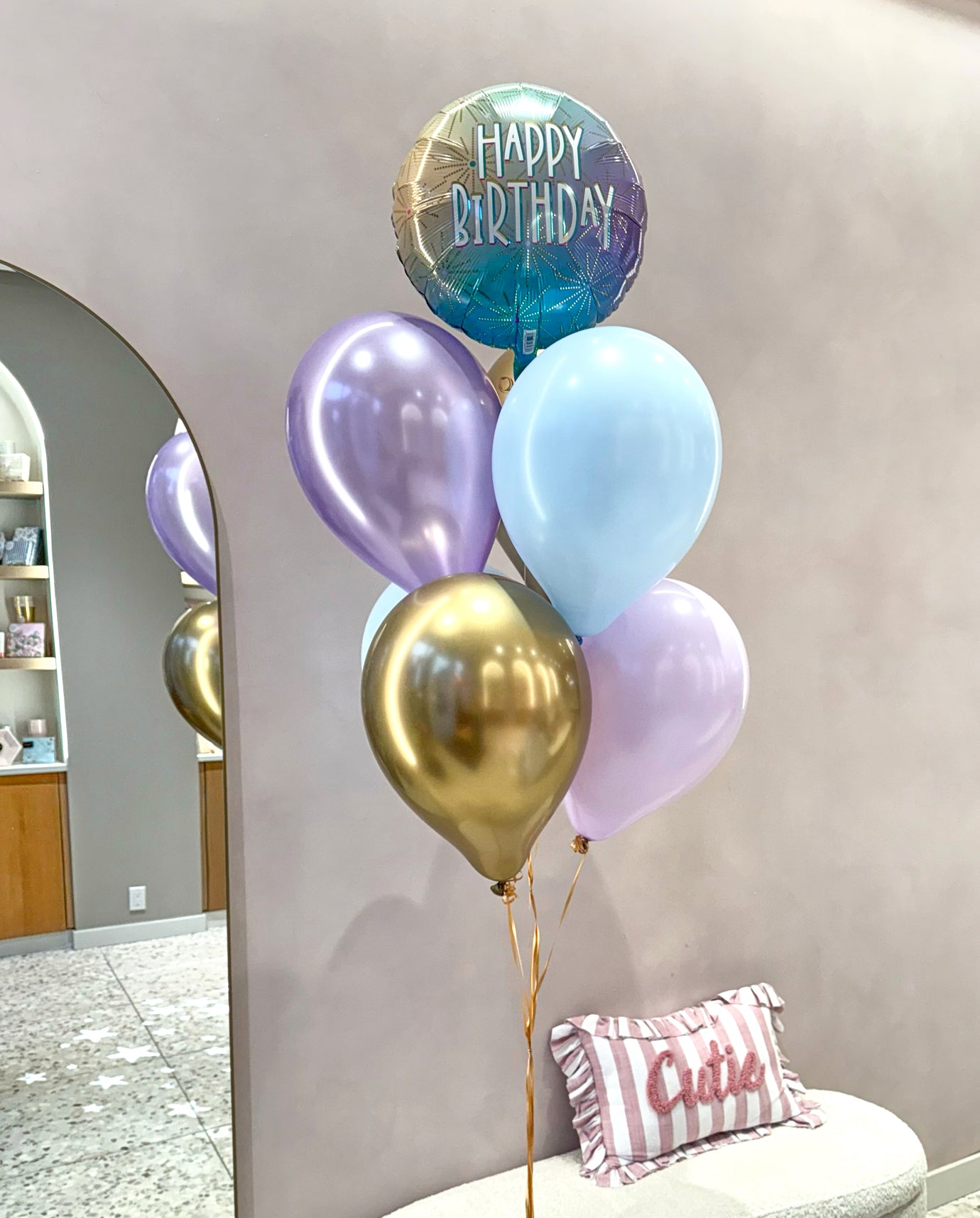 Purple, Blue, & Gold - Happy Birthday Bouquet – Cutie Balloons